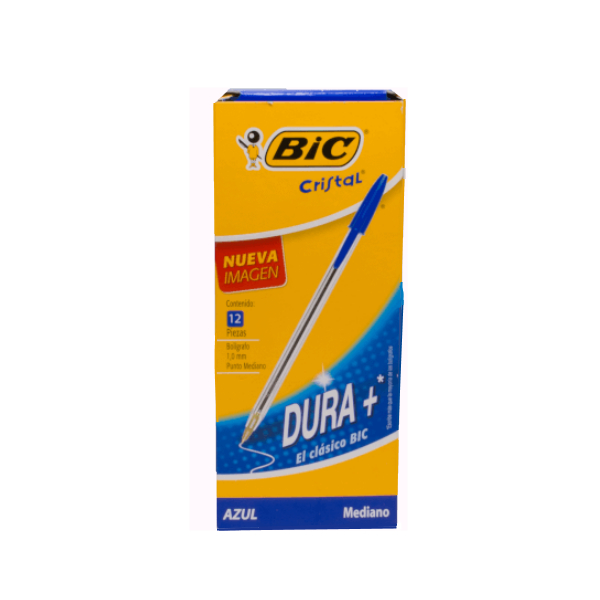 Plumas Bic Cristal Dura Mas Azul caja de 12 piezas – OfficeTech.mx