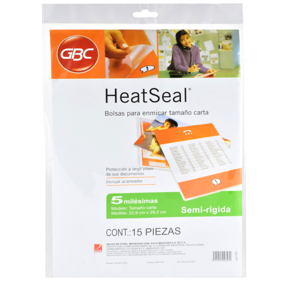 Mica Termica Tamaño Carta GBC (15 Pzs, 5 Mil) – OfficeTech.mx